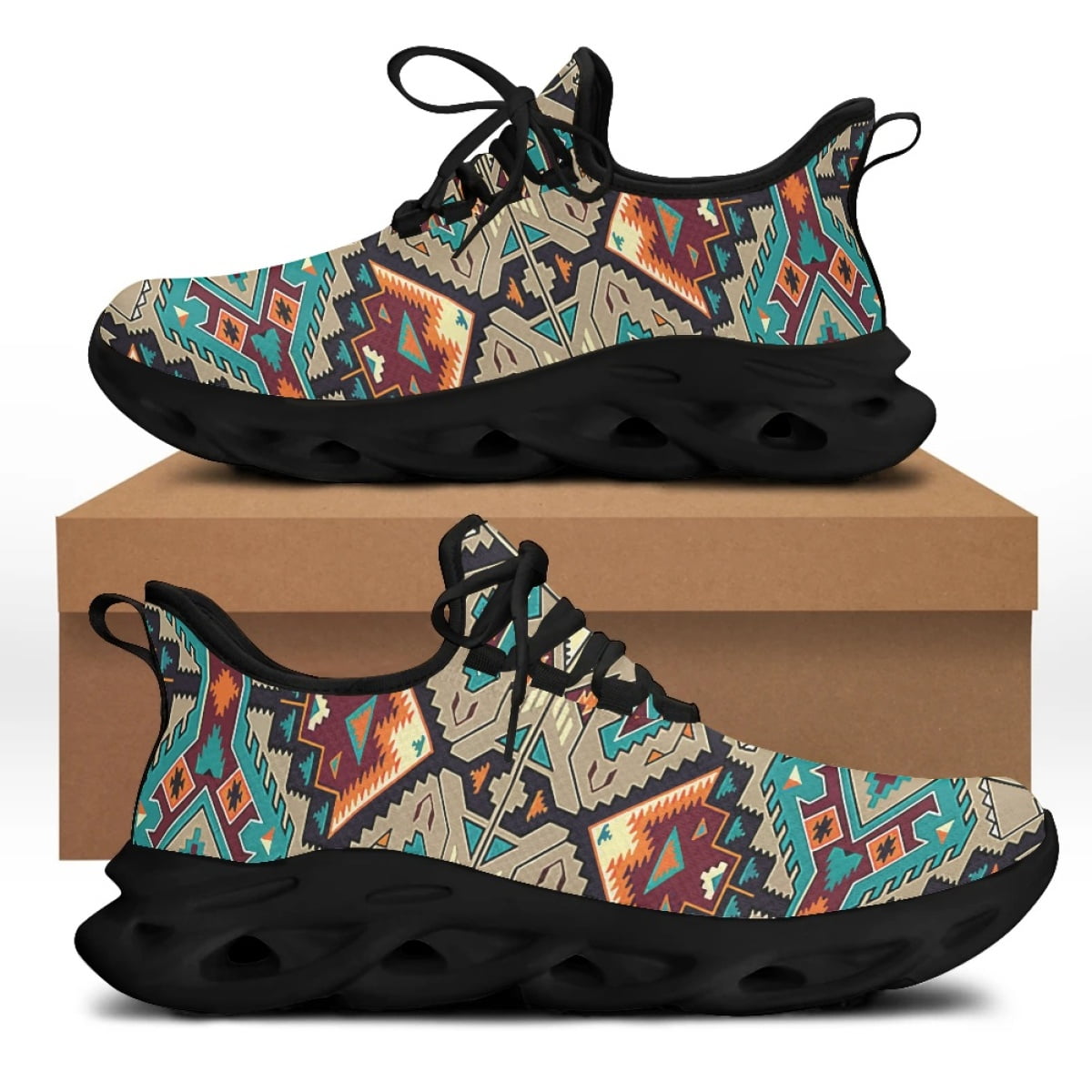 American Tribes Print Mens Chunky Shoes Retro Design Custom Ladies ...