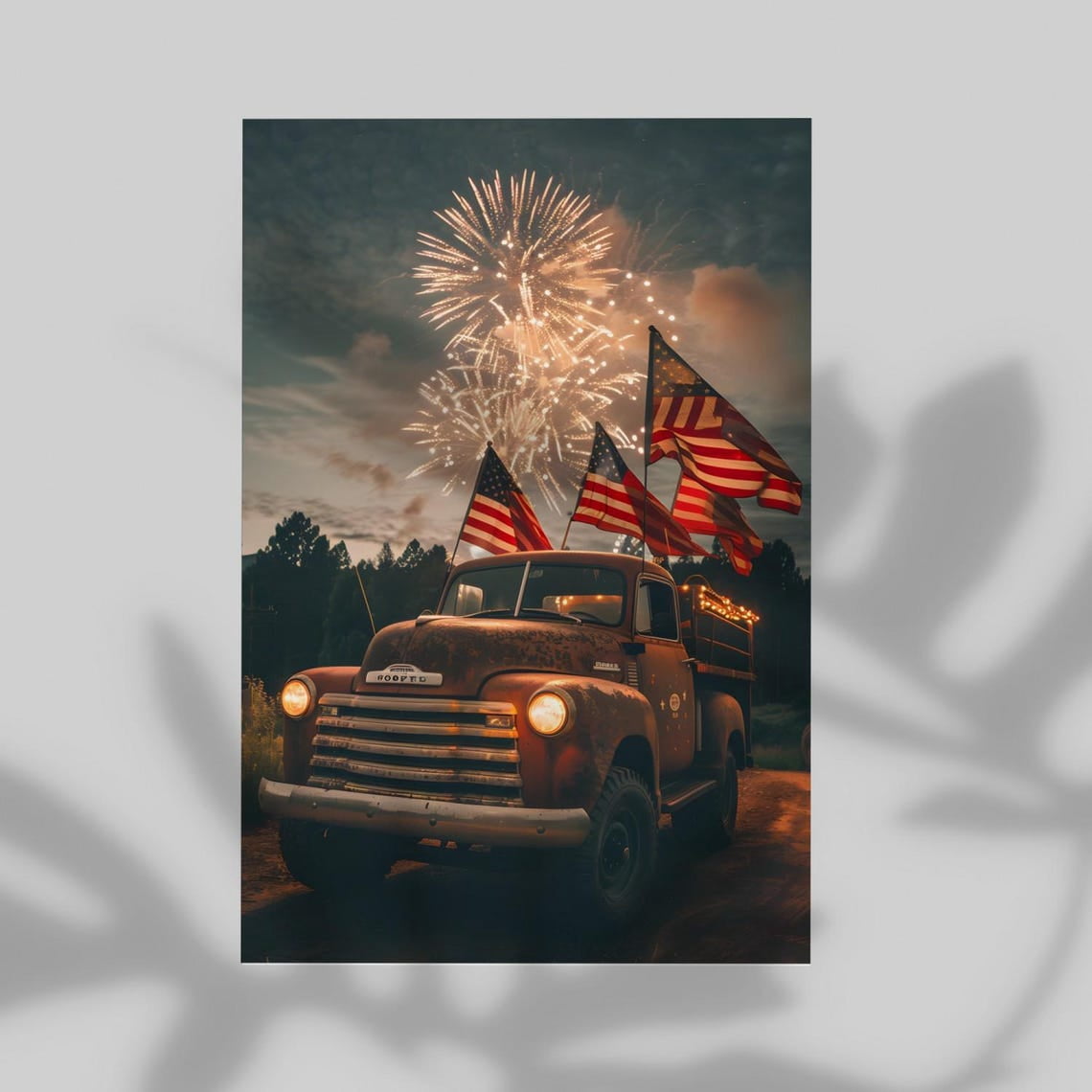 American Truck 4th of July Fireworks Style 250 Years Art Unframed Paper ...