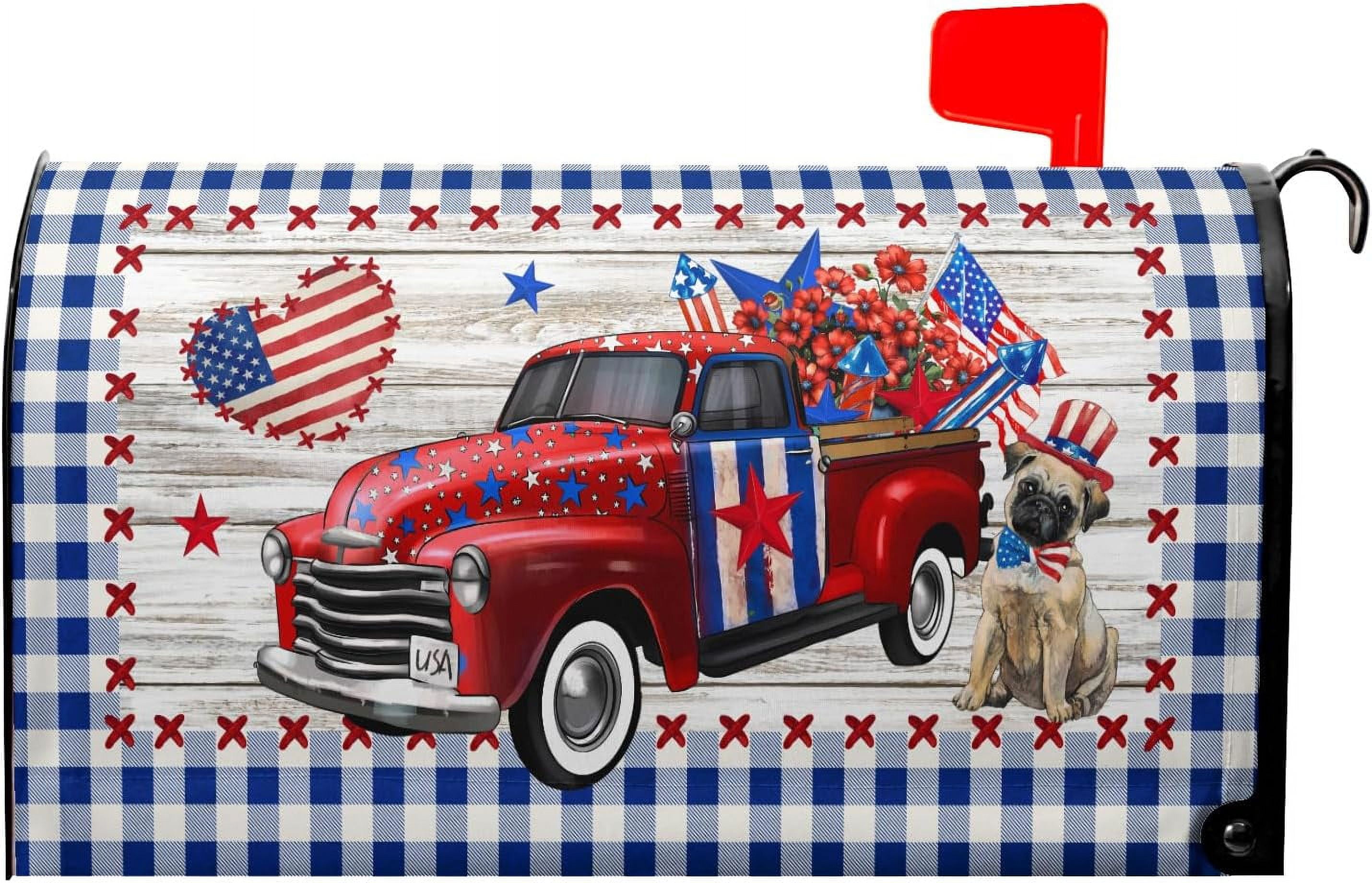 American Truck Patriotic Flag Mailbox Cover - Magnetic, Summer Holiday ...