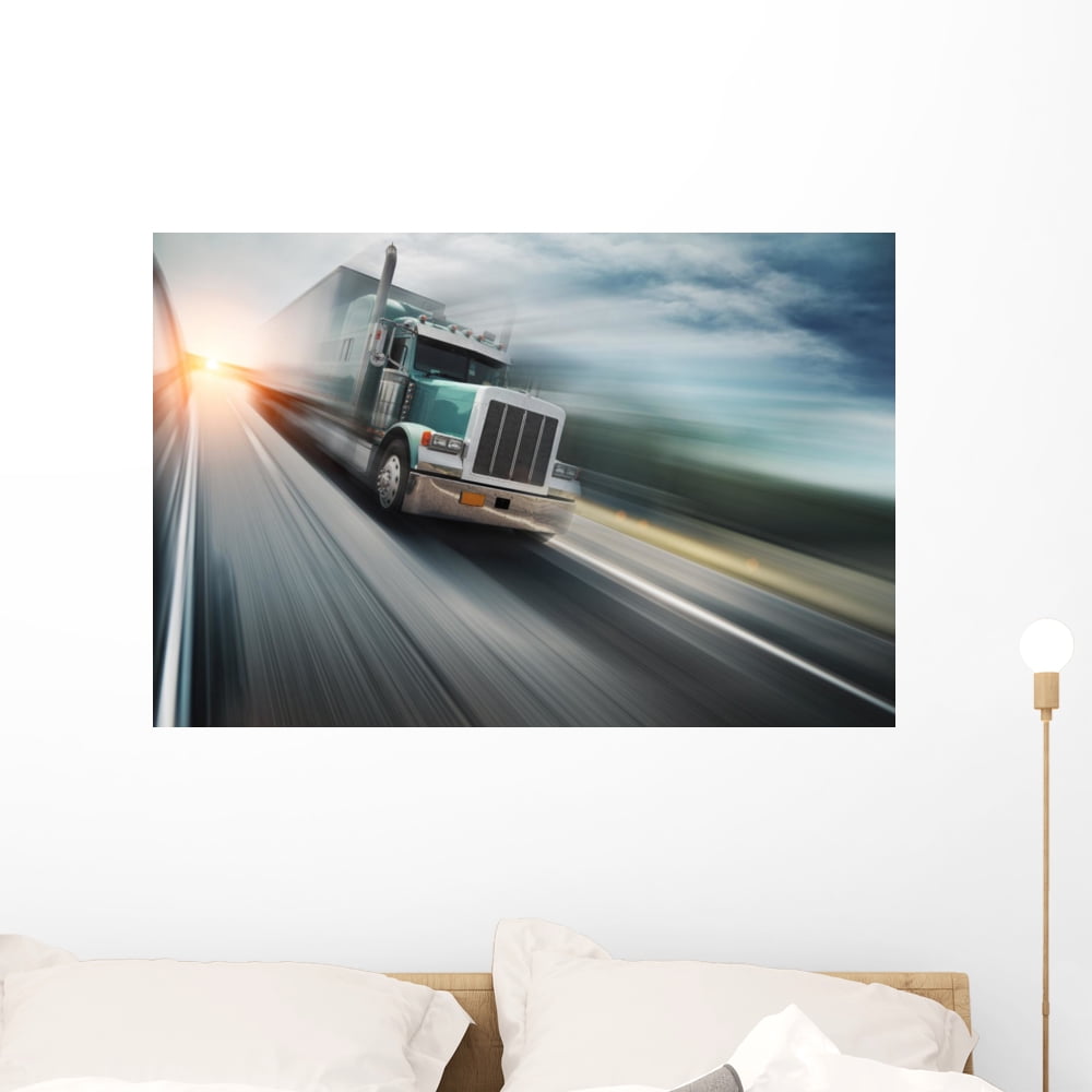 American Truck Speeding Freeway Wall Mural by Wallmonkeys Peel and ...