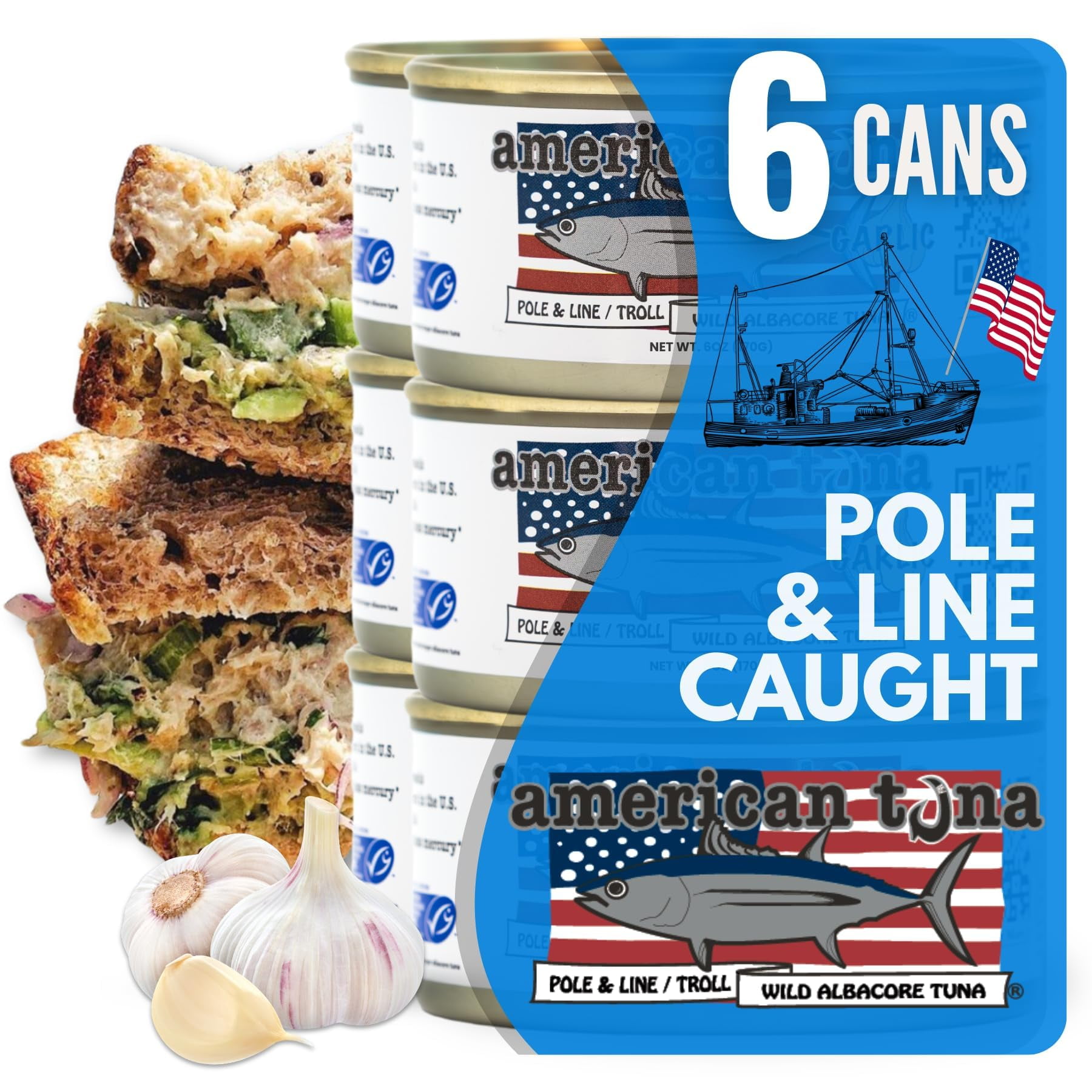 American Tuna Sushi-grade SCH4 Wild Albacore Tuna Fish - with Garlic ...