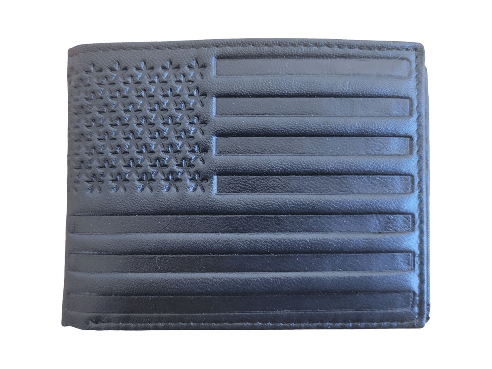 American US Flag Embossed Genuine American Leather RFID Bifold Wallet ...