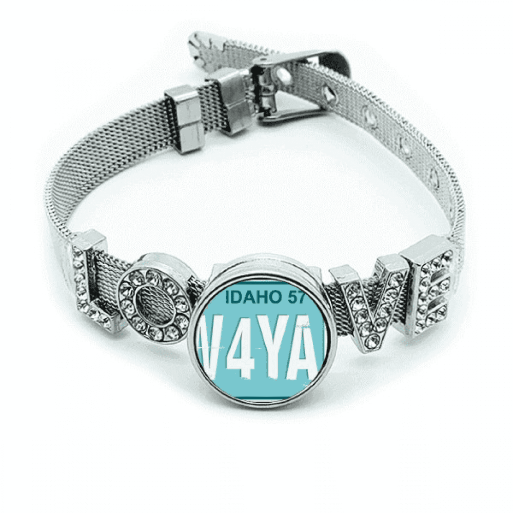 American USA Car Licence Plate Number Bracelet Wristband Crystal Love ...