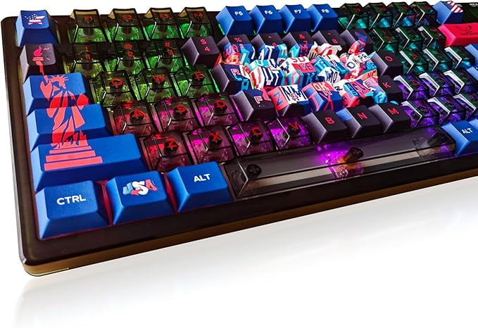 American USA Clear Keycaps for Cherry Profile MX Switches Black Red ...