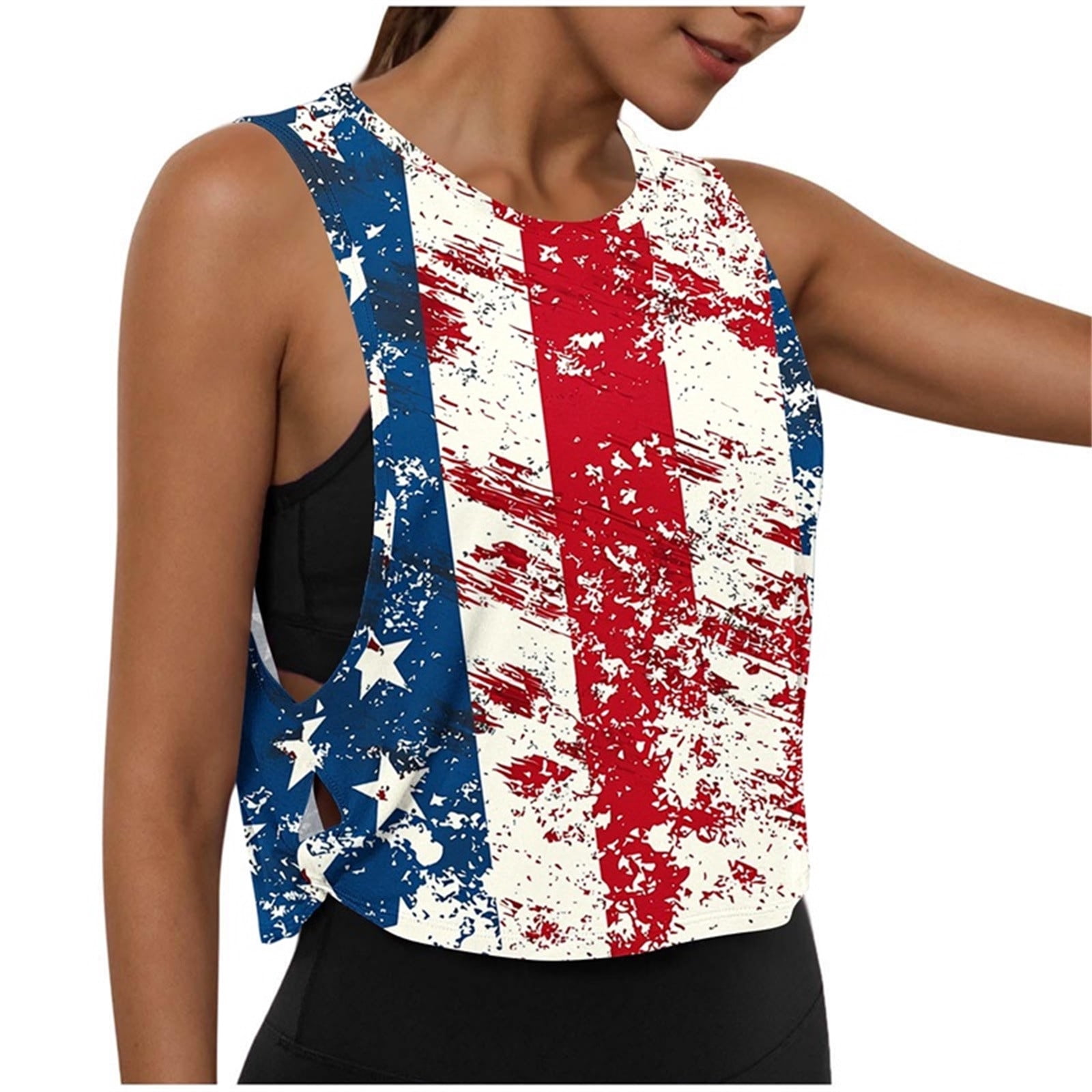 American USA Flag Crop Tank Tops for Women T Shirt 250th Patriotic 4th ...