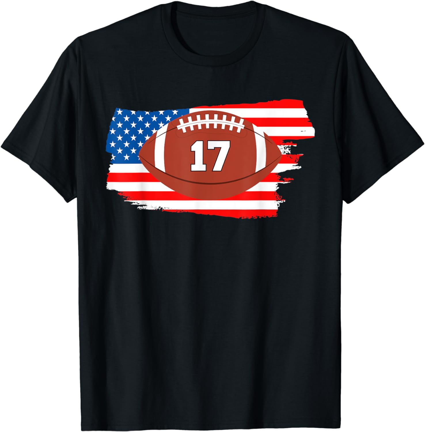 American USA Flag Football Jersey Favorite Lucky Number #17 T-Shirt ...