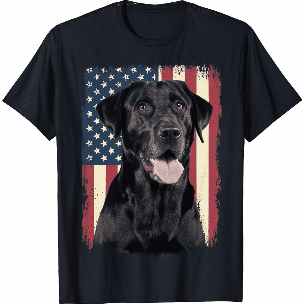 American USA Flag Lab Owner Black Labrador Retriever T-Shirt For Men ...
