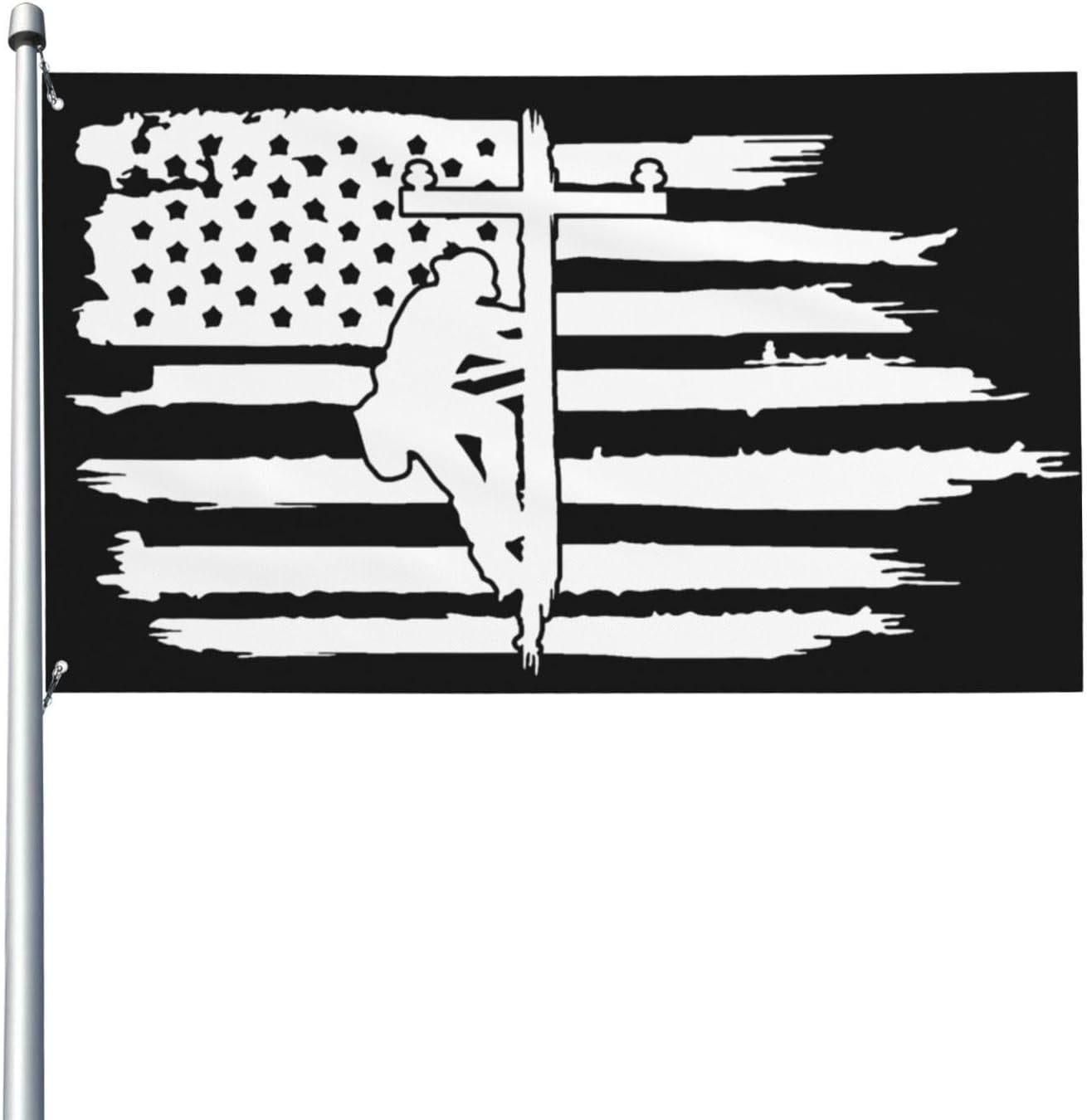 American USA Flag Lineman Powerline Technician Flag 3x5 ft Garden ...