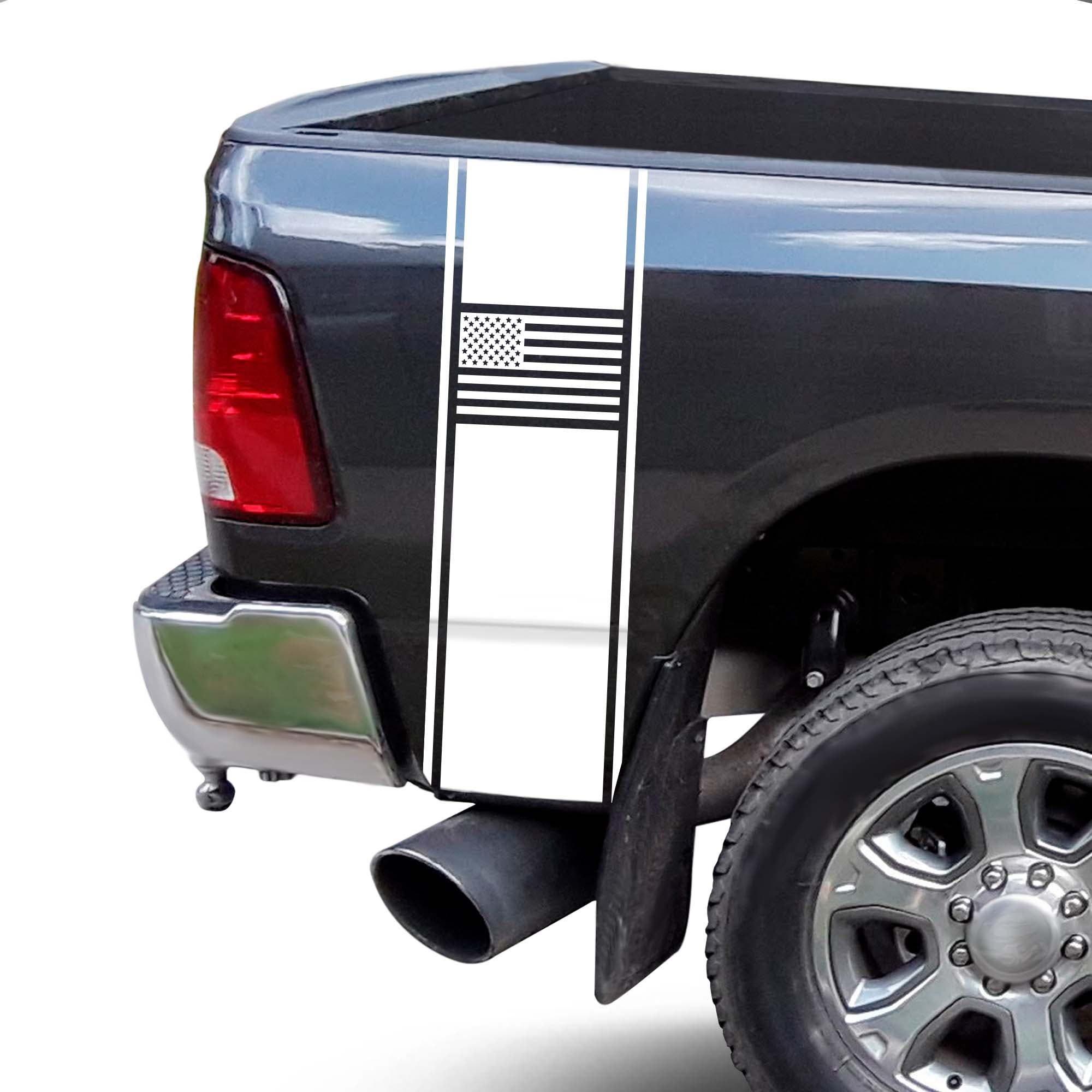 American USA Flag Racing Stripes Rear Truck Bed Vinyl Decal Sticker ...
