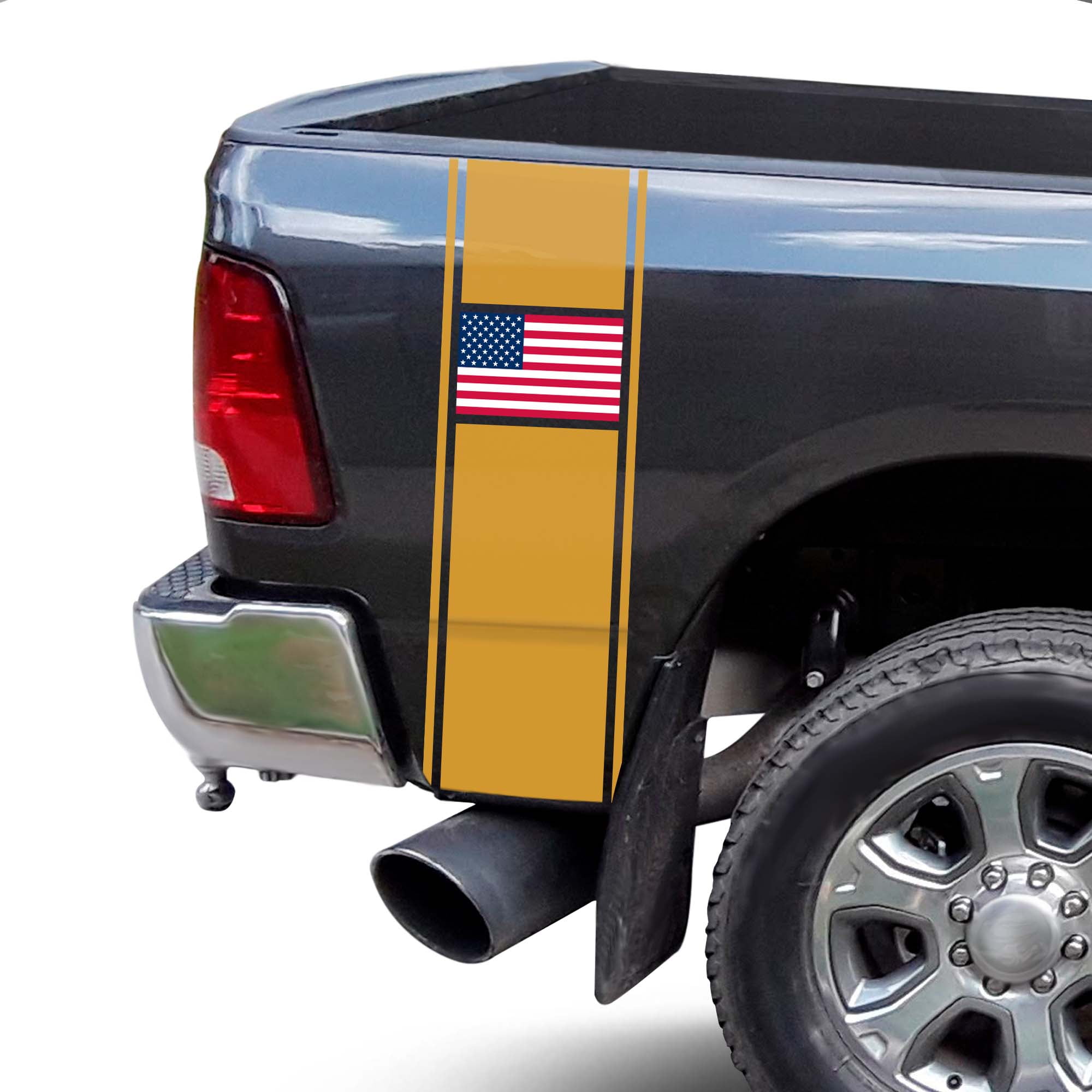 American USA Flag Racing Stripes Rear Truck Bed Vinyl Decal Sticker ...