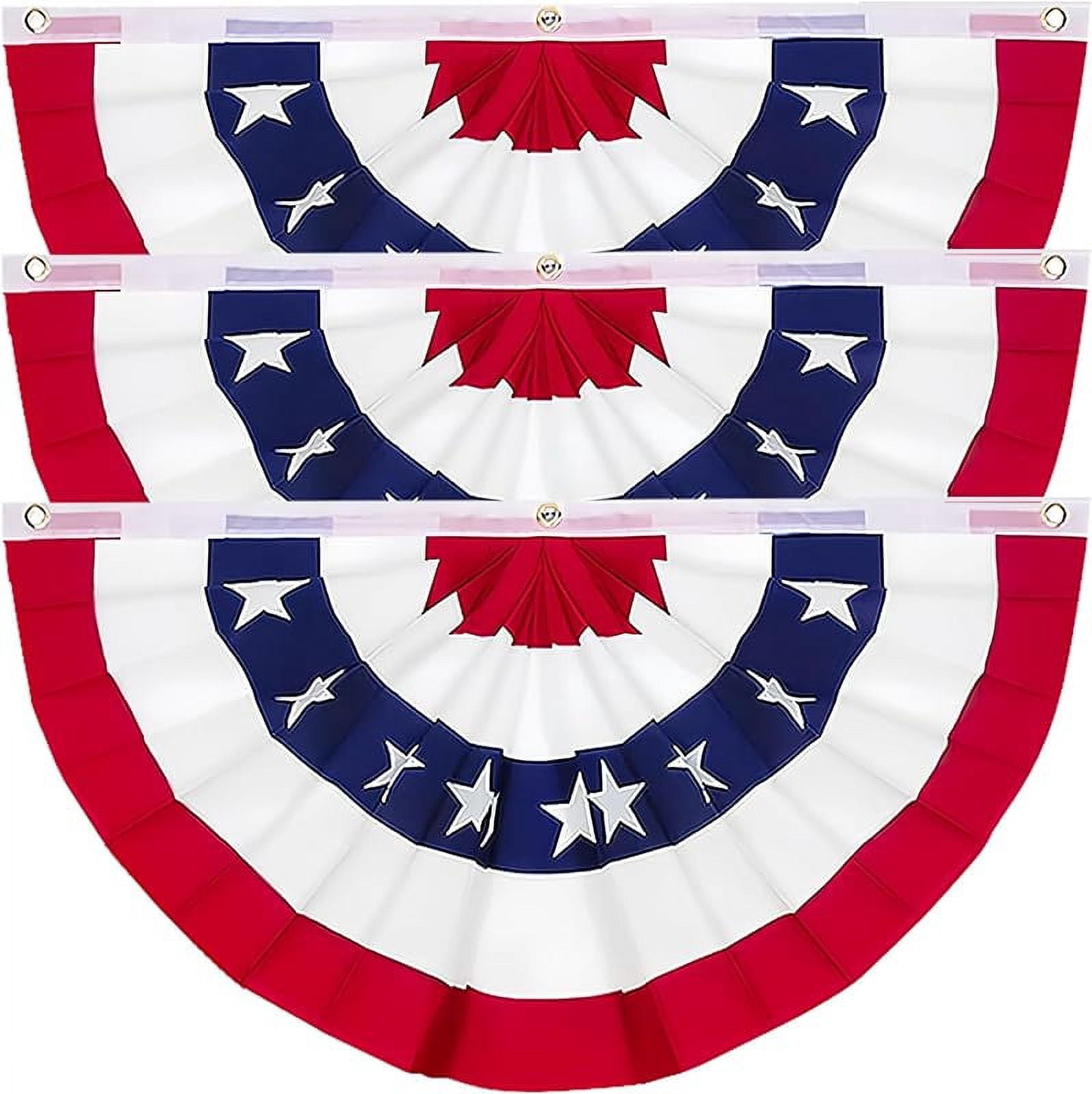 American USA Pleated Bunting Flags 6 Pack 1.5x3Ft 100% Polyester Made ...