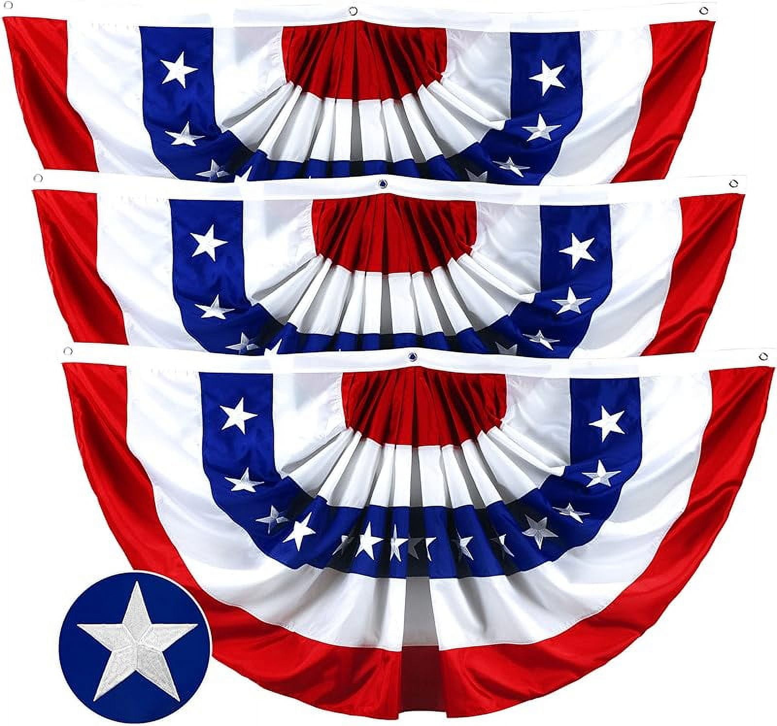 American USA Pleated Fan Flag, 3x6 Feet American USA Bunting Decoration ...