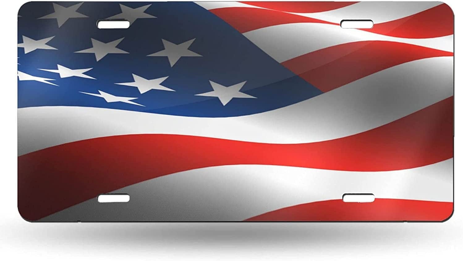 Decorative Patriotic American USA Wavy Flag Car Front License Plate ...