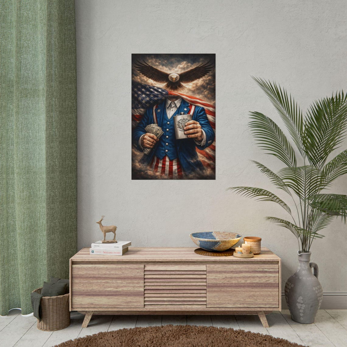 American Uncle Sam Eagle Patriotic Flag Wall Art, Unframed Canvas ...