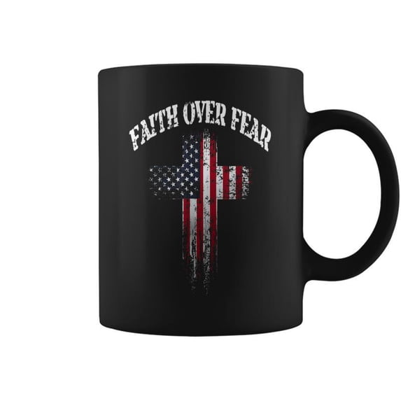 American Usa Flag Christian Cross Faith Over Fear Coffee Mugs - Walmart.com
