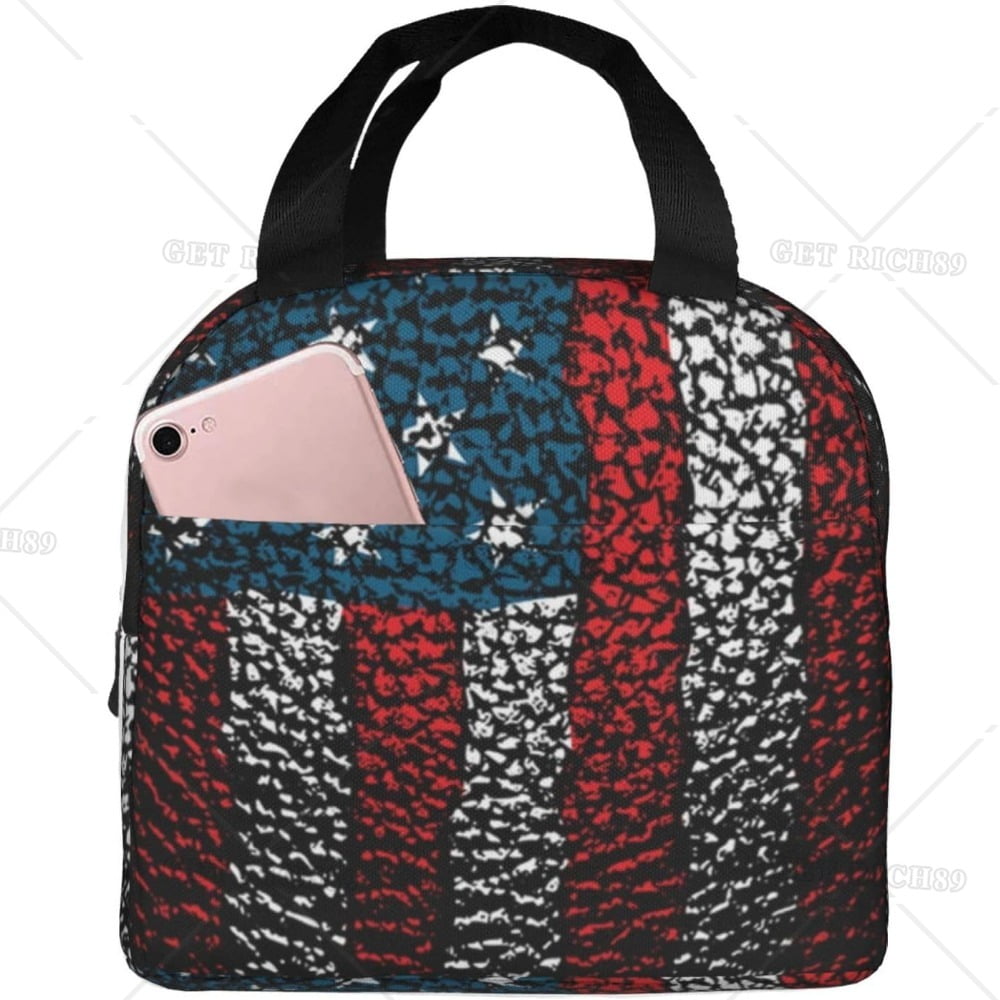 American Usa Flag Lunch Tote Bag for Women Men Reusable Insulated ...