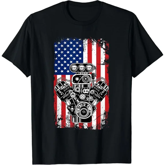 American V8 Engine Flag Classic Muscle Car Mechanic Hot Rod Garage ...