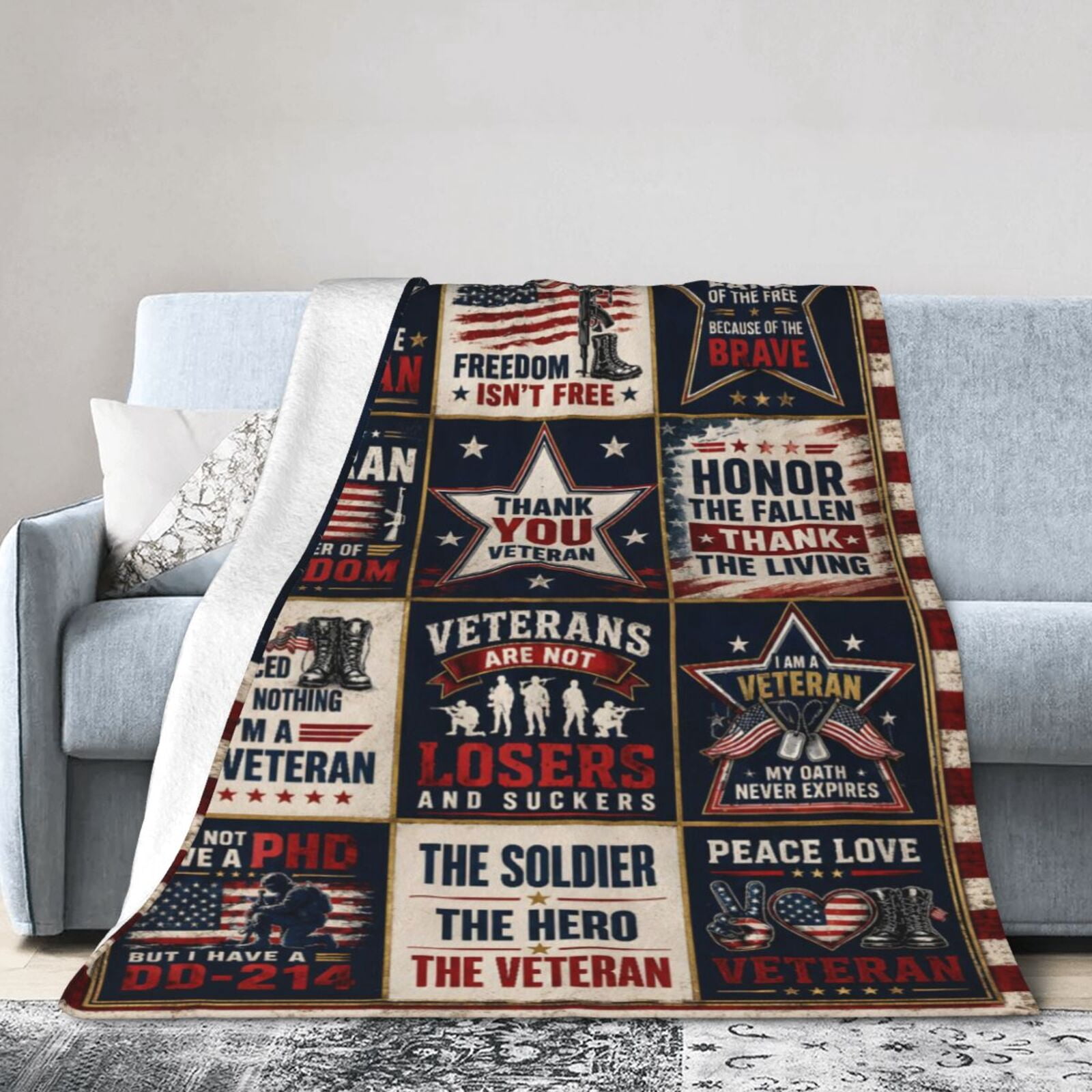American Veteran Appreciation Blanket Gift Throw Blanket Patriotic ...