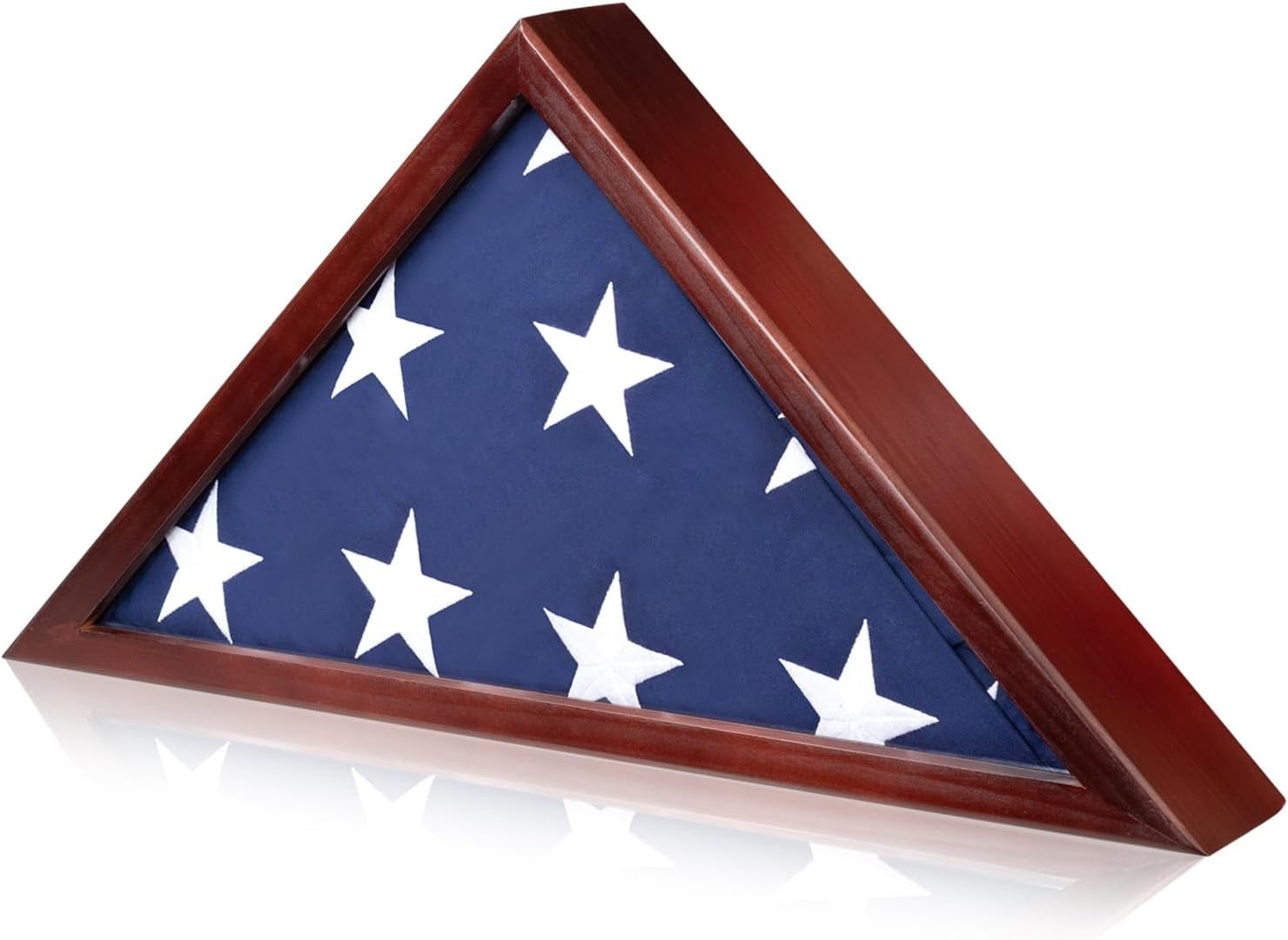 American Veteran Burial Flag Display Case for 5x9.5 Ft Flag, Mahogany ...