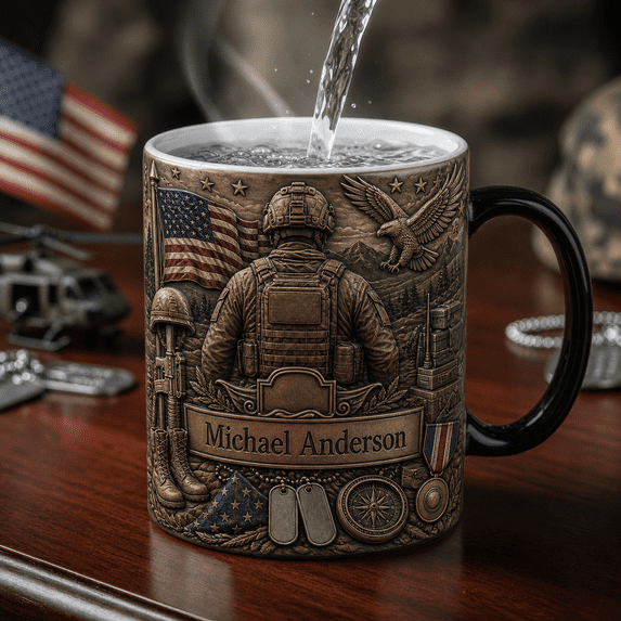 American Veteran Mug 2D Printed 3D Effect Patriotic Service Gift,gift ...