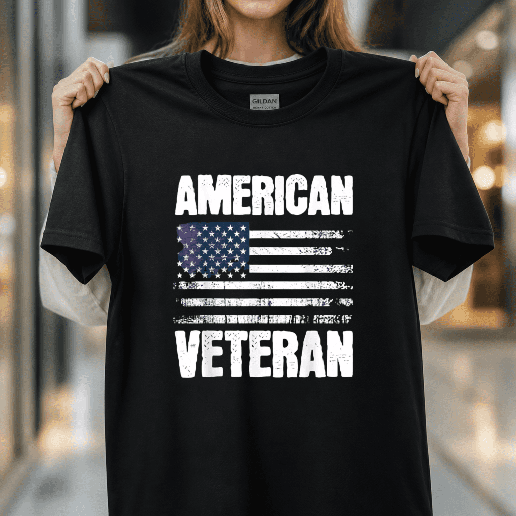 American Veteran Patriotic USA Flag 4th of July Unisex T-Shirt, S - 5XL ...