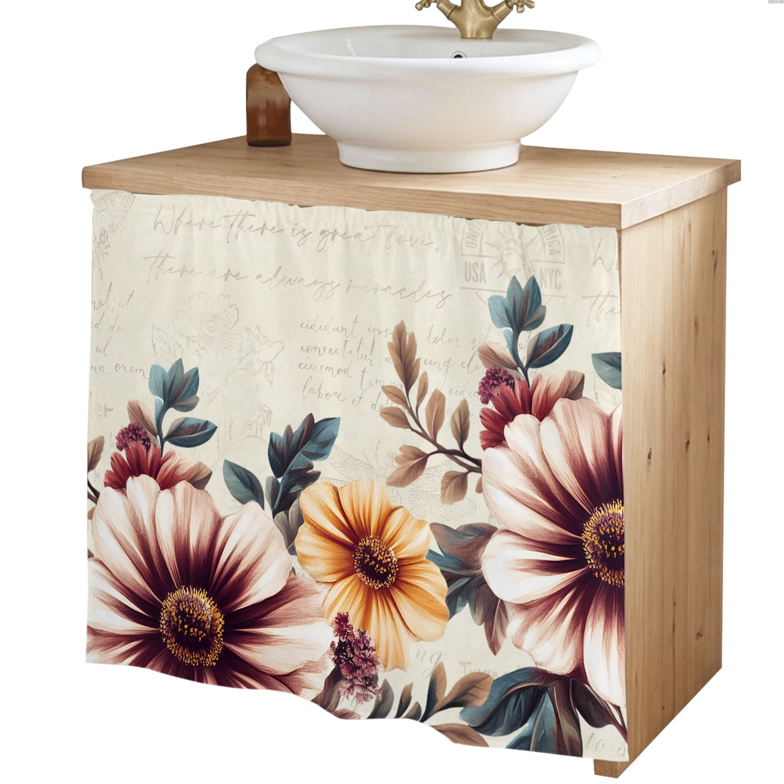 American Vintage Flowers Cabinet Curtains Country Style Retro Texture ...