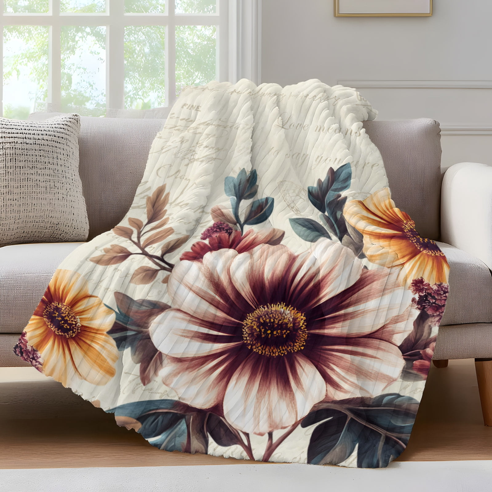 American Vintage Flowers Throw Blanket for Couch Country Style Retro ...
