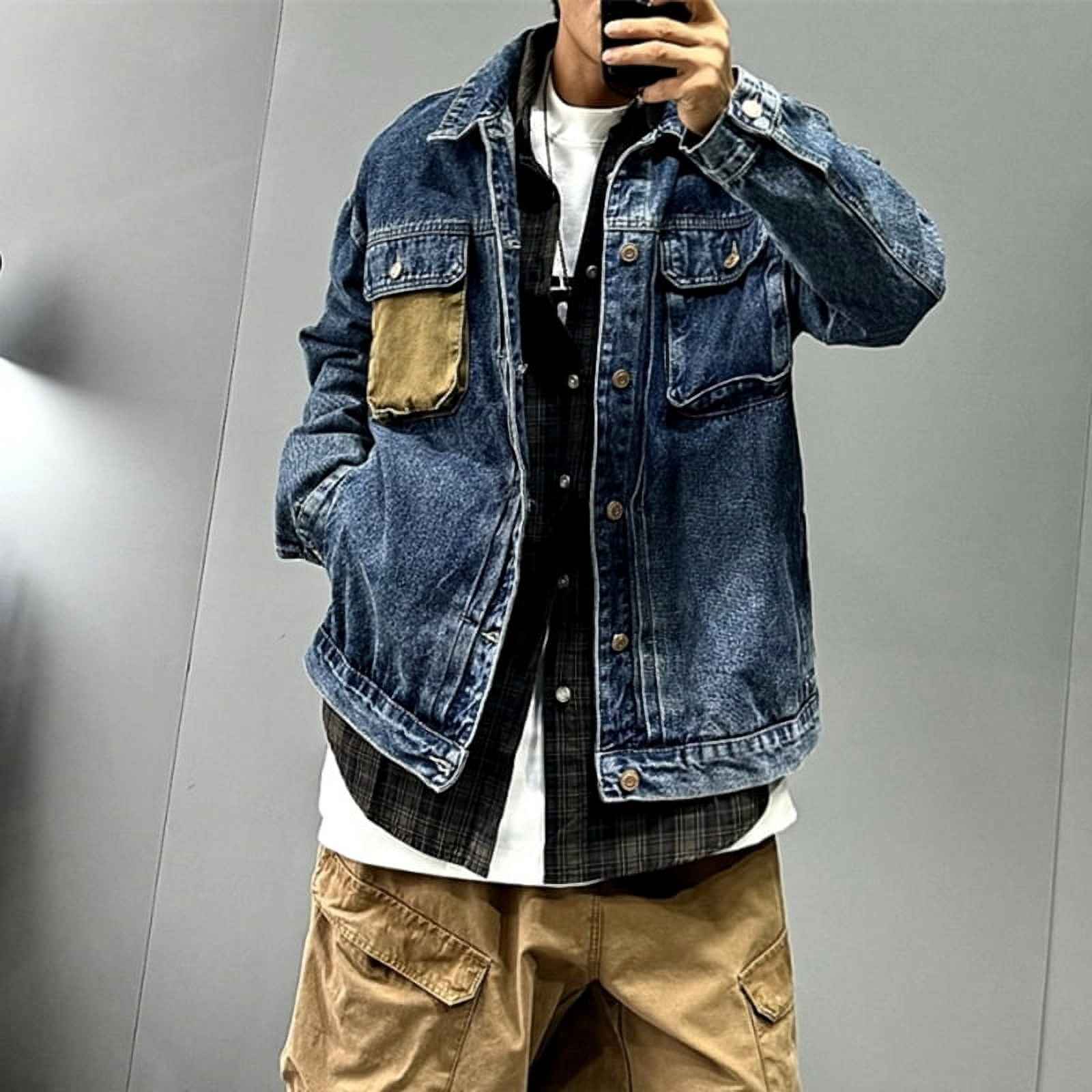 American Vintage High Quality Denim Jacket Mens Clothing Japanese ...