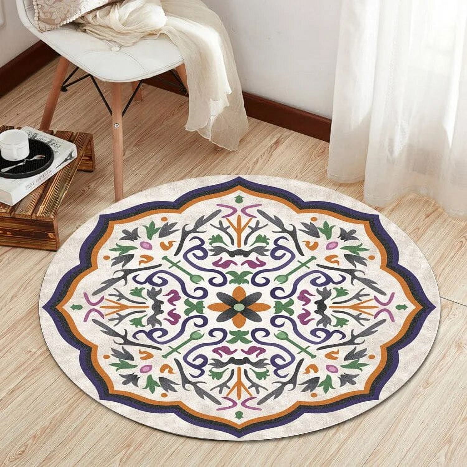 American Vintage Round Rug Living Room Bedroom Bedside Rug Simple Style ...