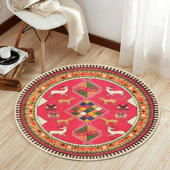 American Vintage Round Rug Living Room Bedroom Bedside Rug Simple Style ...