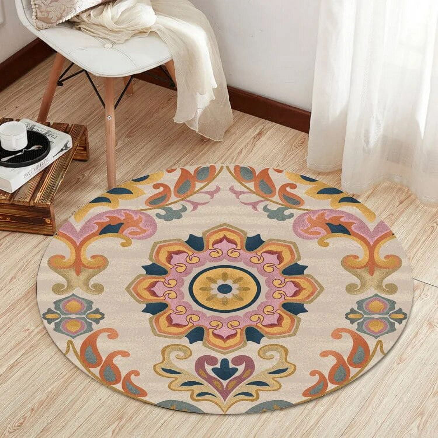 American Vintage Round Rug Living Room Bedroom Bedside Rug Simple Style ...
