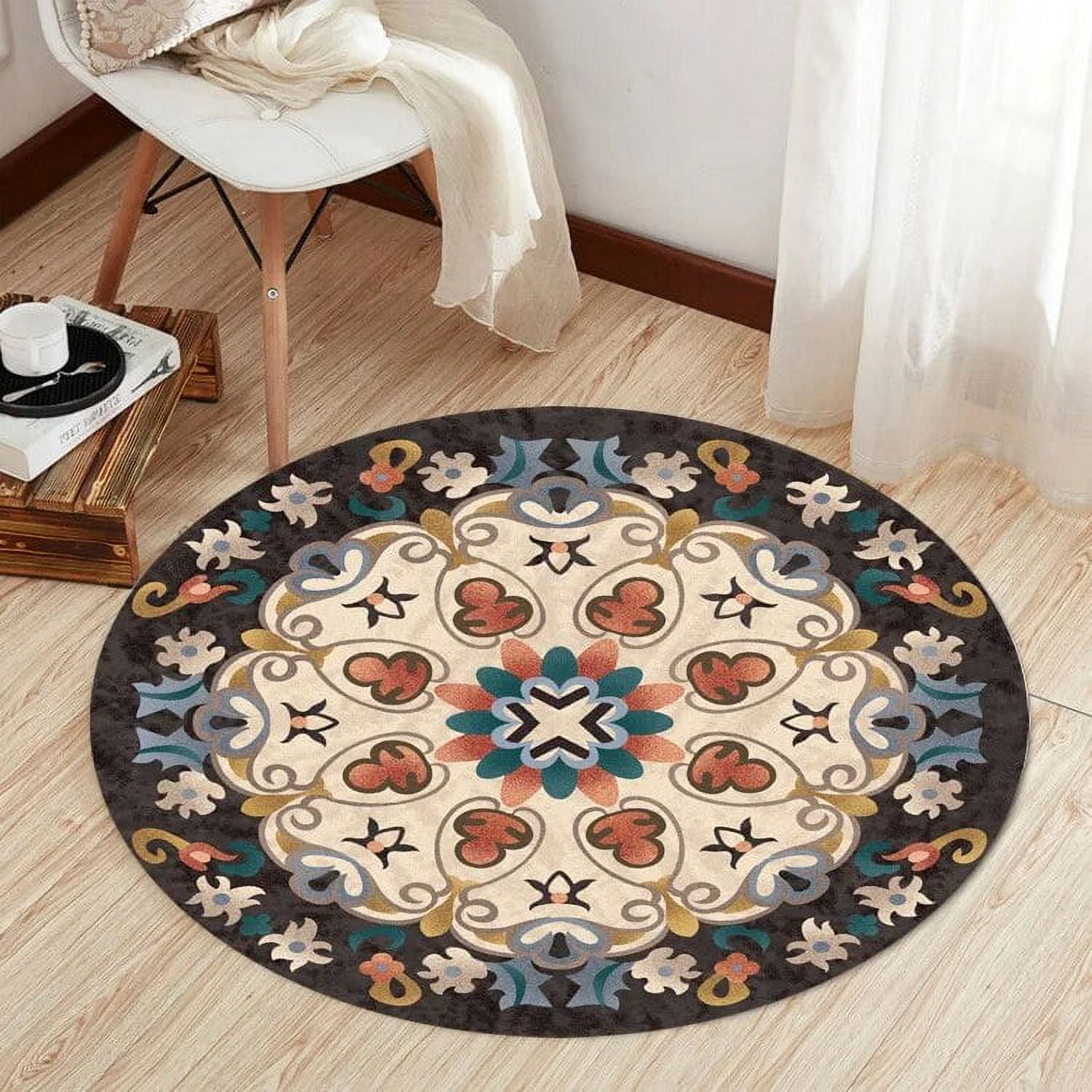 American Vintage Round Rug Living Room Bedroom Bedside Rug Simple Style ...