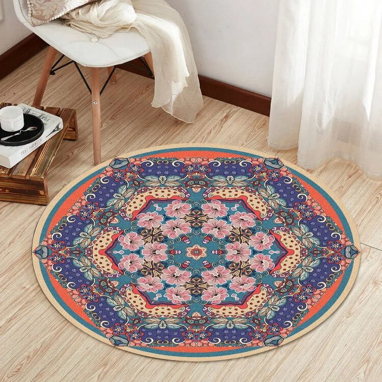 American Vintage Round Rug Living Room Bedroom Bedside Rug Simple Style ...