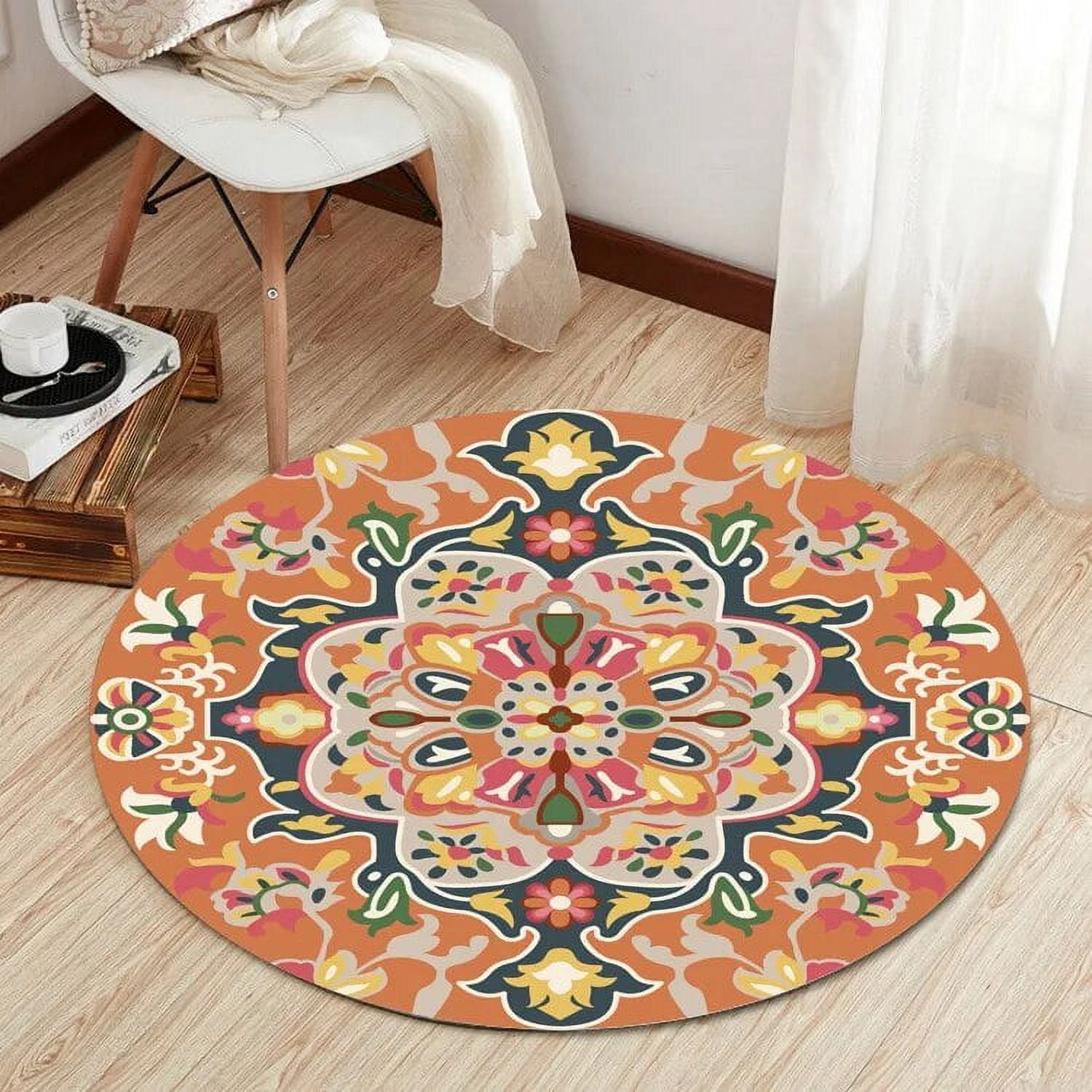 American Vintage Round Rug Living Room Bedroom Bedside Rug Simple Style ...