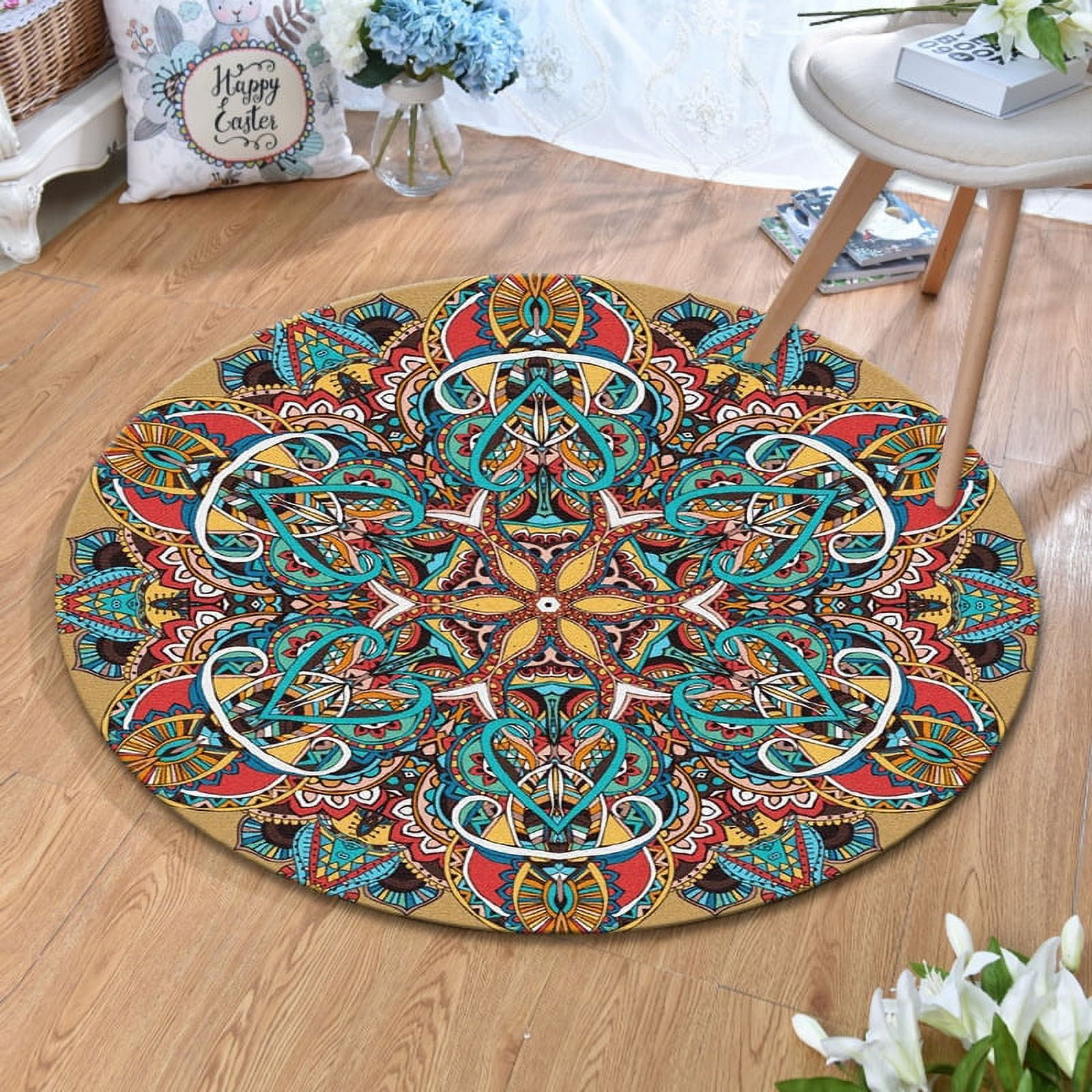 American Vintage Round Rug Living Room Bedroom Bedside Rug Simple ...