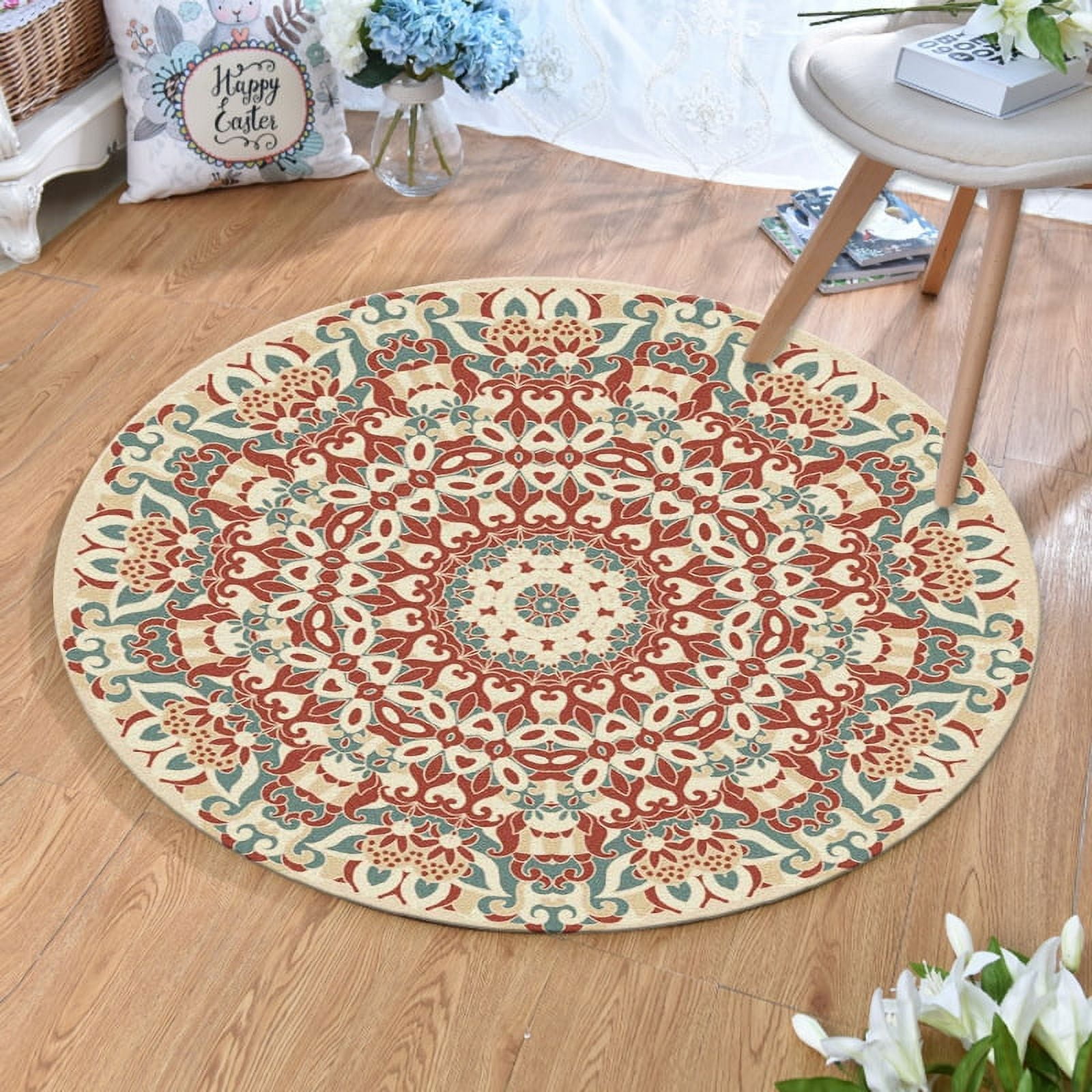 American Vintage Round Rug Living Room Bedroom Bedside Rug Simple ...