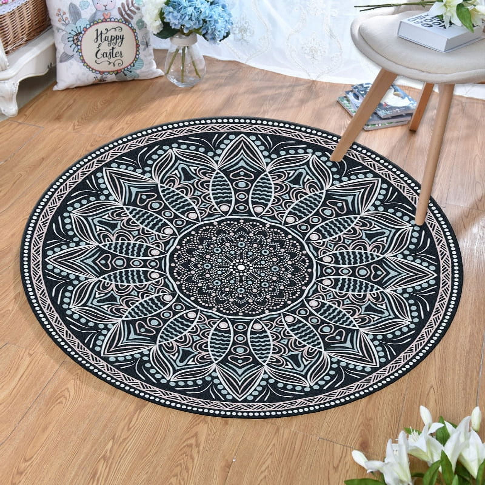American Vintage Round Rug Living Room Bedroom Bedside Rug Simple ...