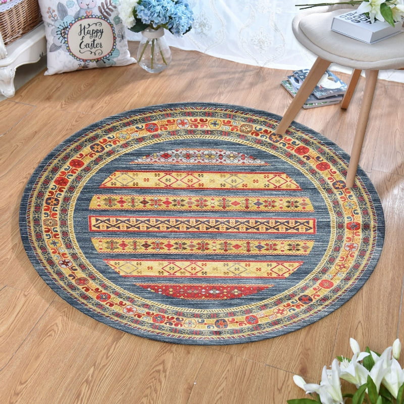 American Vintage Round Rug Living Room Bedroom Bedside Rug Simple ...