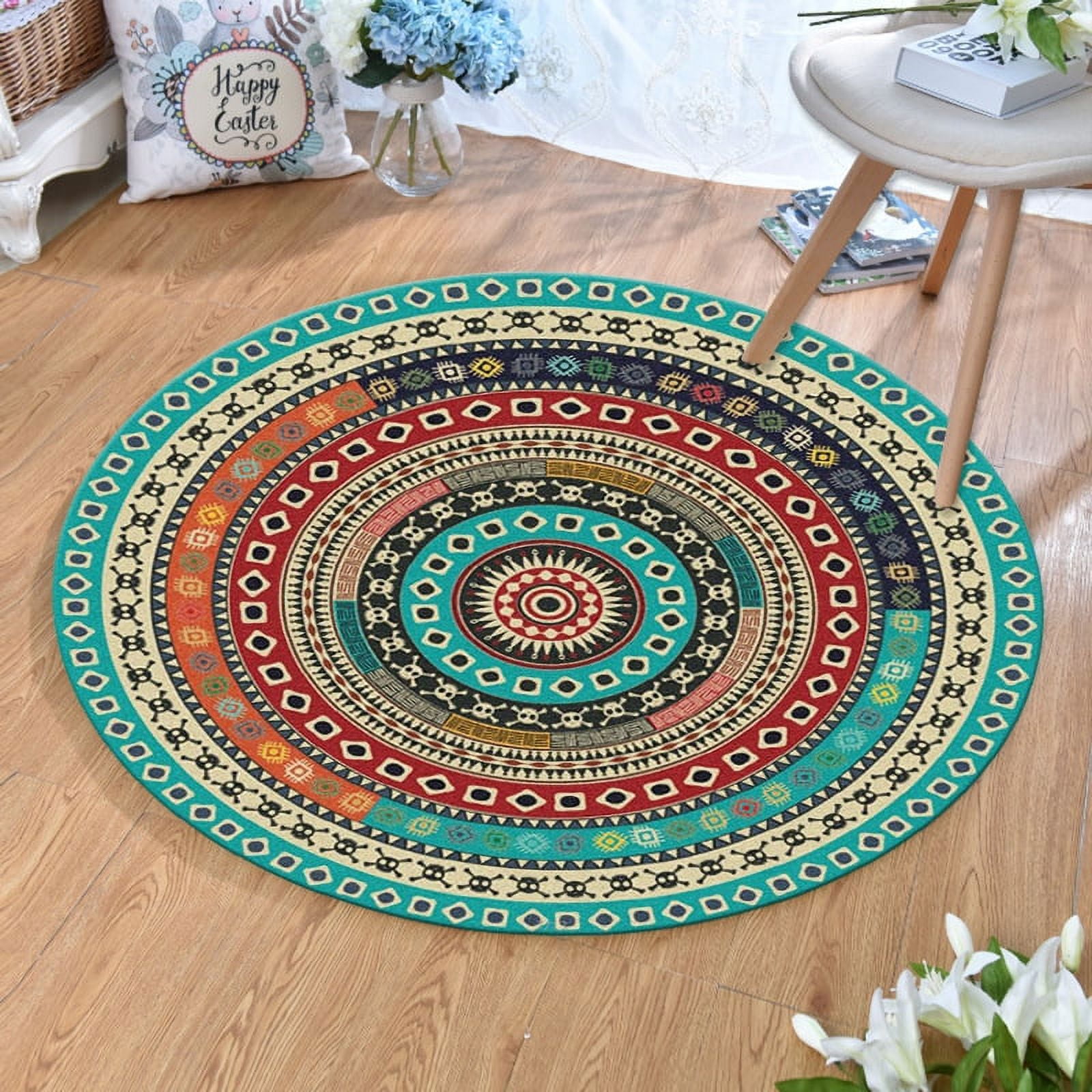 American Vintage Round Rug Living Room Bedroom Bedside Rug Simple ...