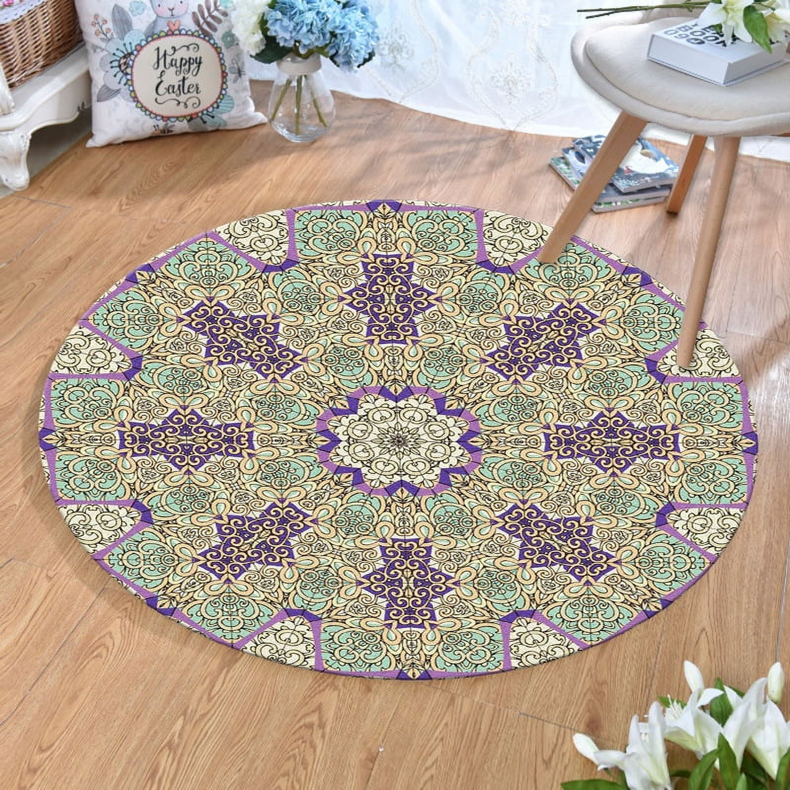 American Vintage Round Rug Living Room Bedroom Bedside Rug Simple ...