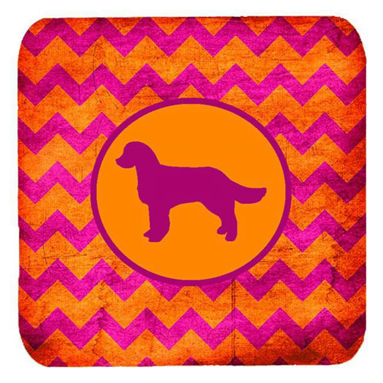 American Water Spaniel Chevron Pink And Orange Foam Coasters - Set 4, 3 ...