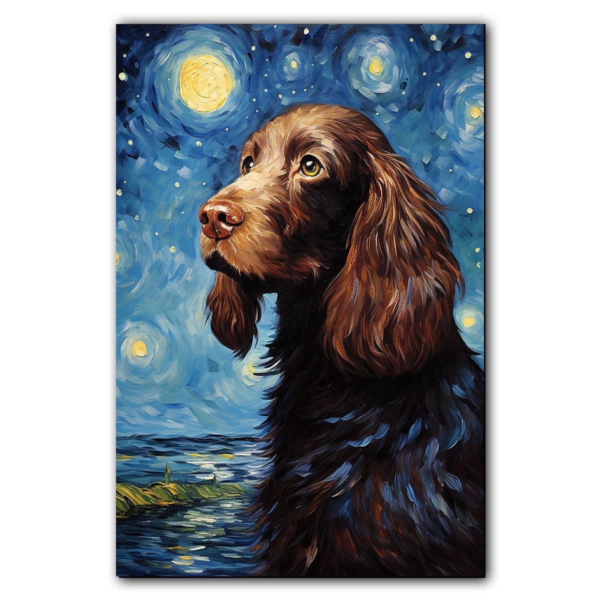 American Water Spaniel Dog Art Starry Night Paintings Van Gogh ...