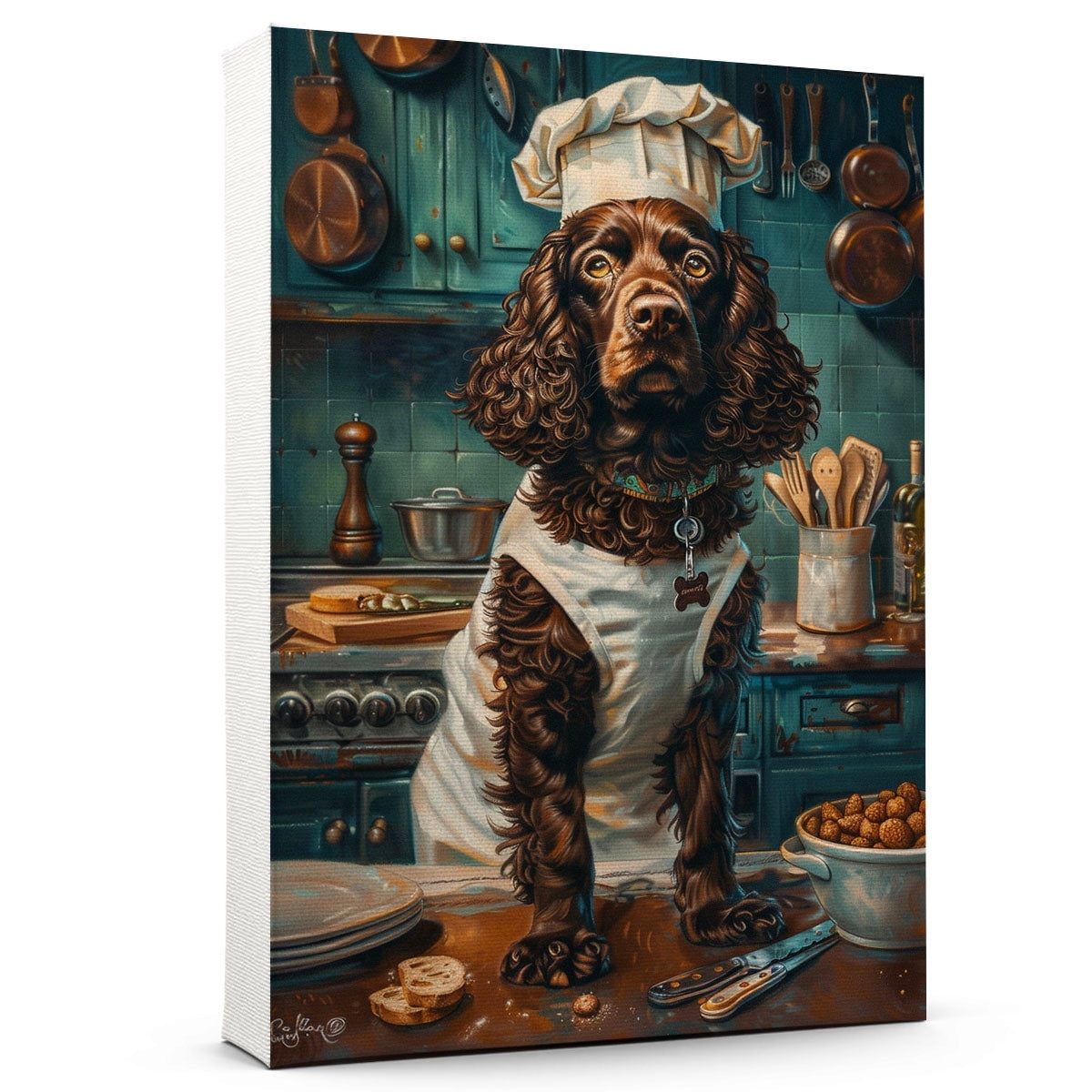 American Water Spaniel Dog Chef Cooking Poster Wall Art, Kitchen ...