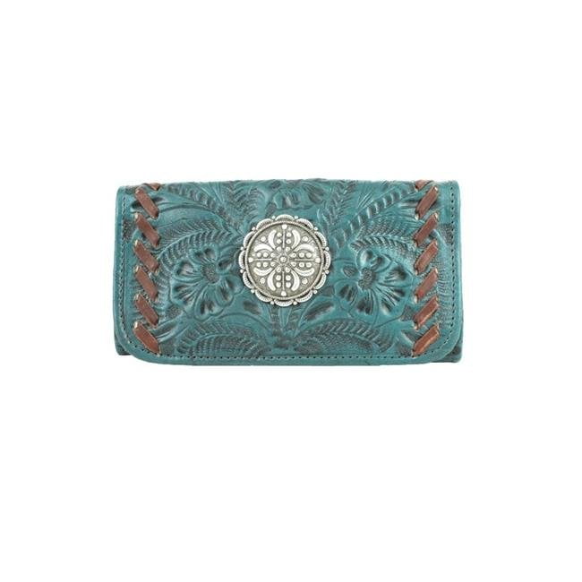 American West 7316282 Lariats & Lace Tri-Fold Wallet, Dark Turquoise ...