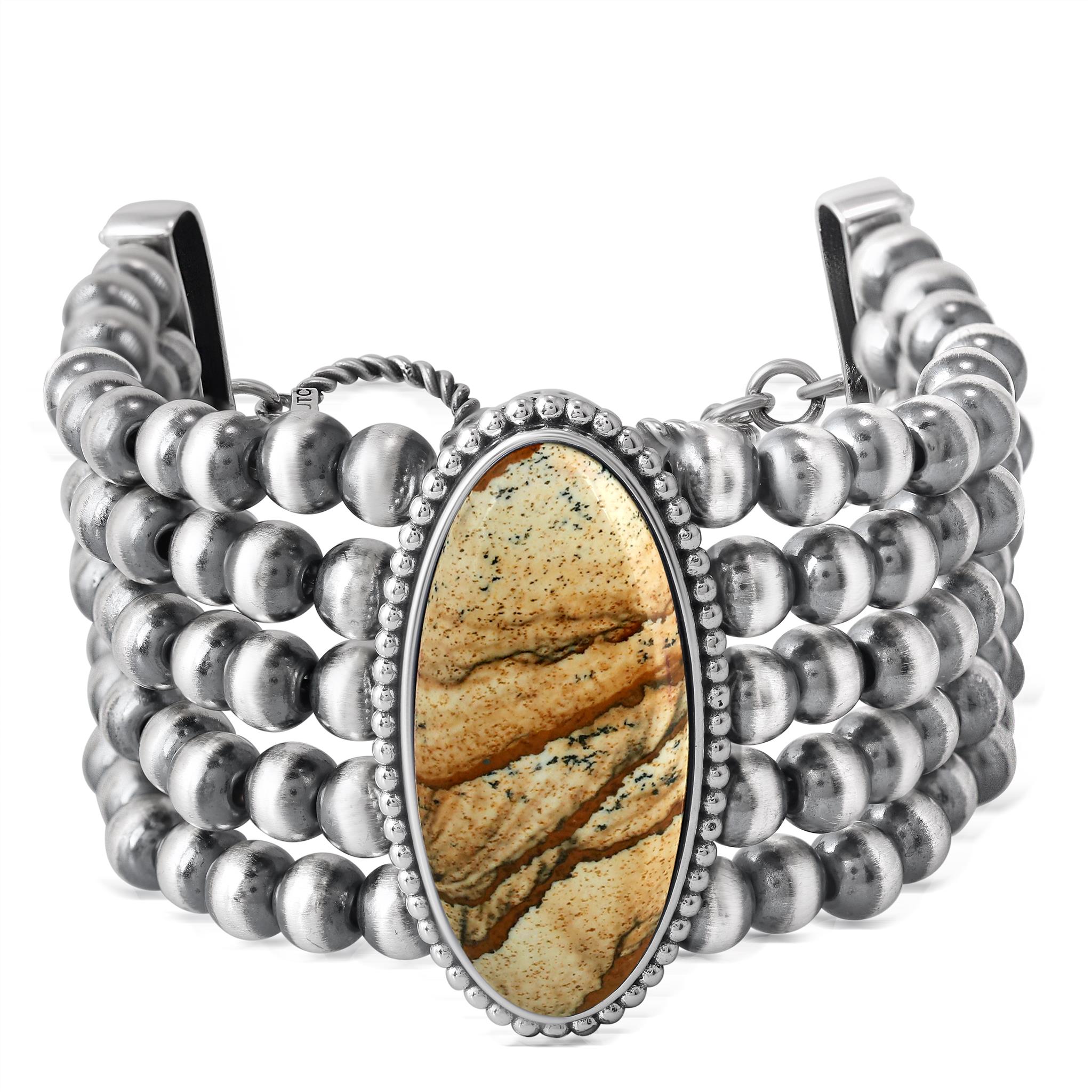 American West Jewelry Sterling Silver Oval Picture Jasper Oval Cut ...