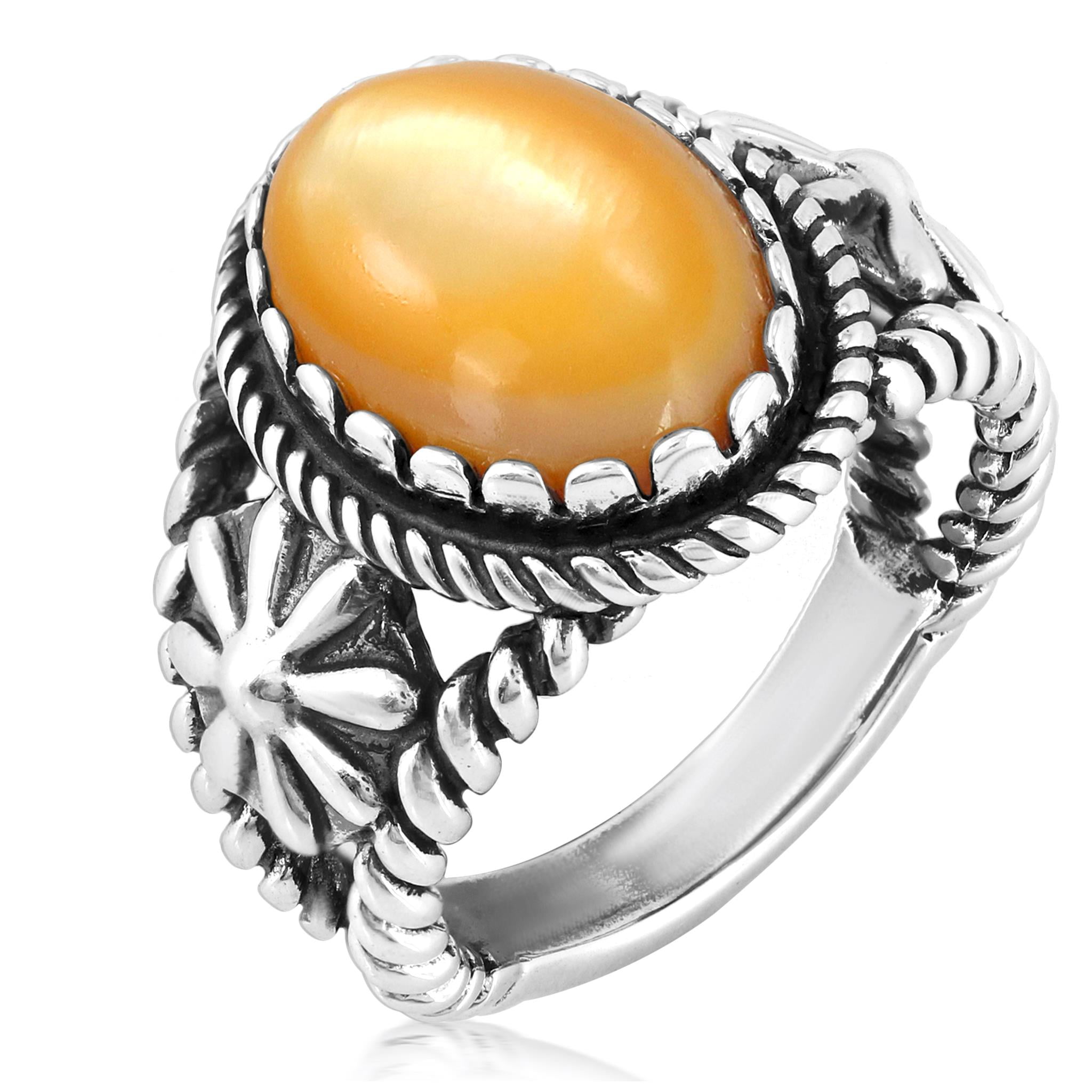 American West Jewelry Sterling Silver Yellow Mother of Pearl Concha ...