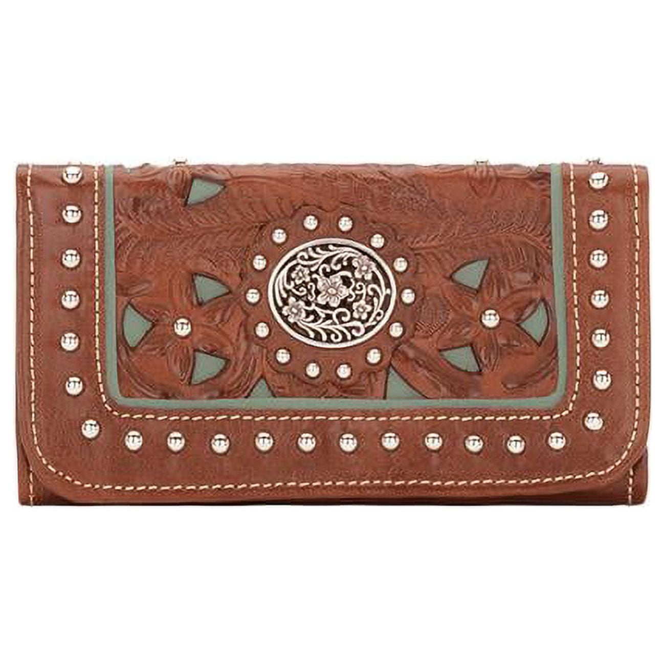 American West Western Tri-Fold Leather Wallet, Antique Brown ...