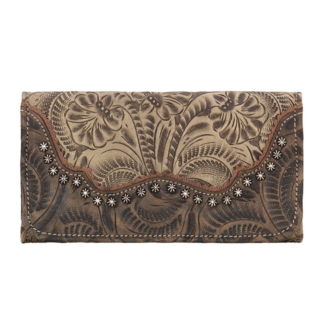 American West Saddle Ridge Ladies' Tri-Fold Wallet Handcrafted Leather ...