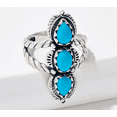 American West Sterling Silver 3 Stone Blue Turquoise Ring, Size 7 ...