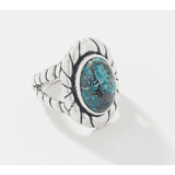 American West Sterling Silver Oval Chrysocolla Gemstone Rope Border ...